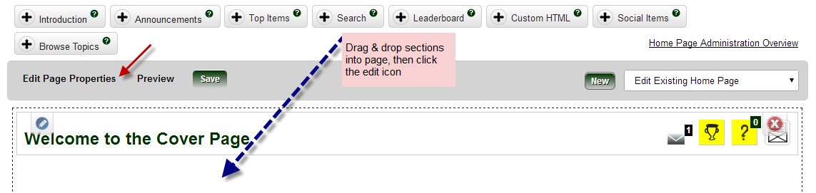Home Page Admin Overview